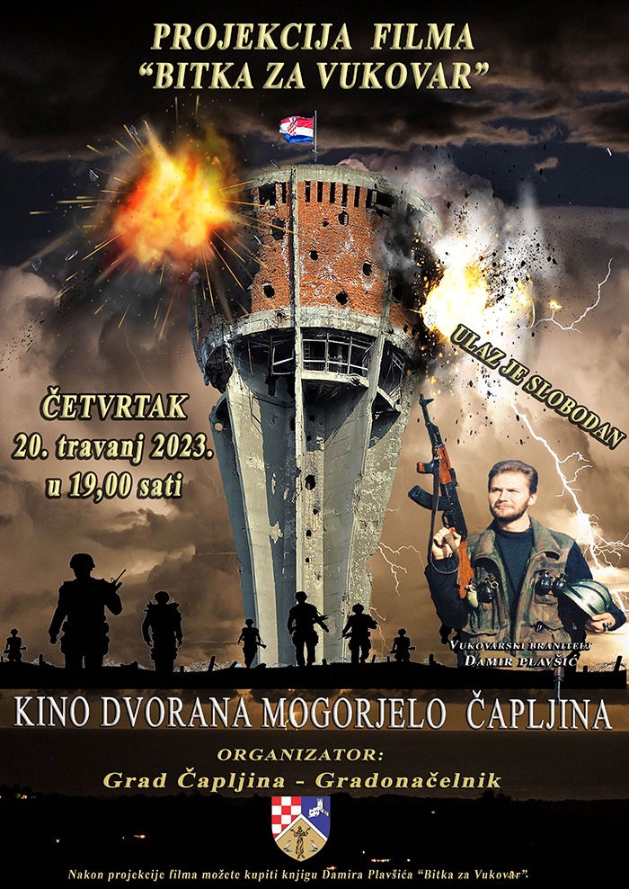 U kinu ''Mogorjelo'' u Čapljini projekcija filma ''Bitka za Vukovar ...